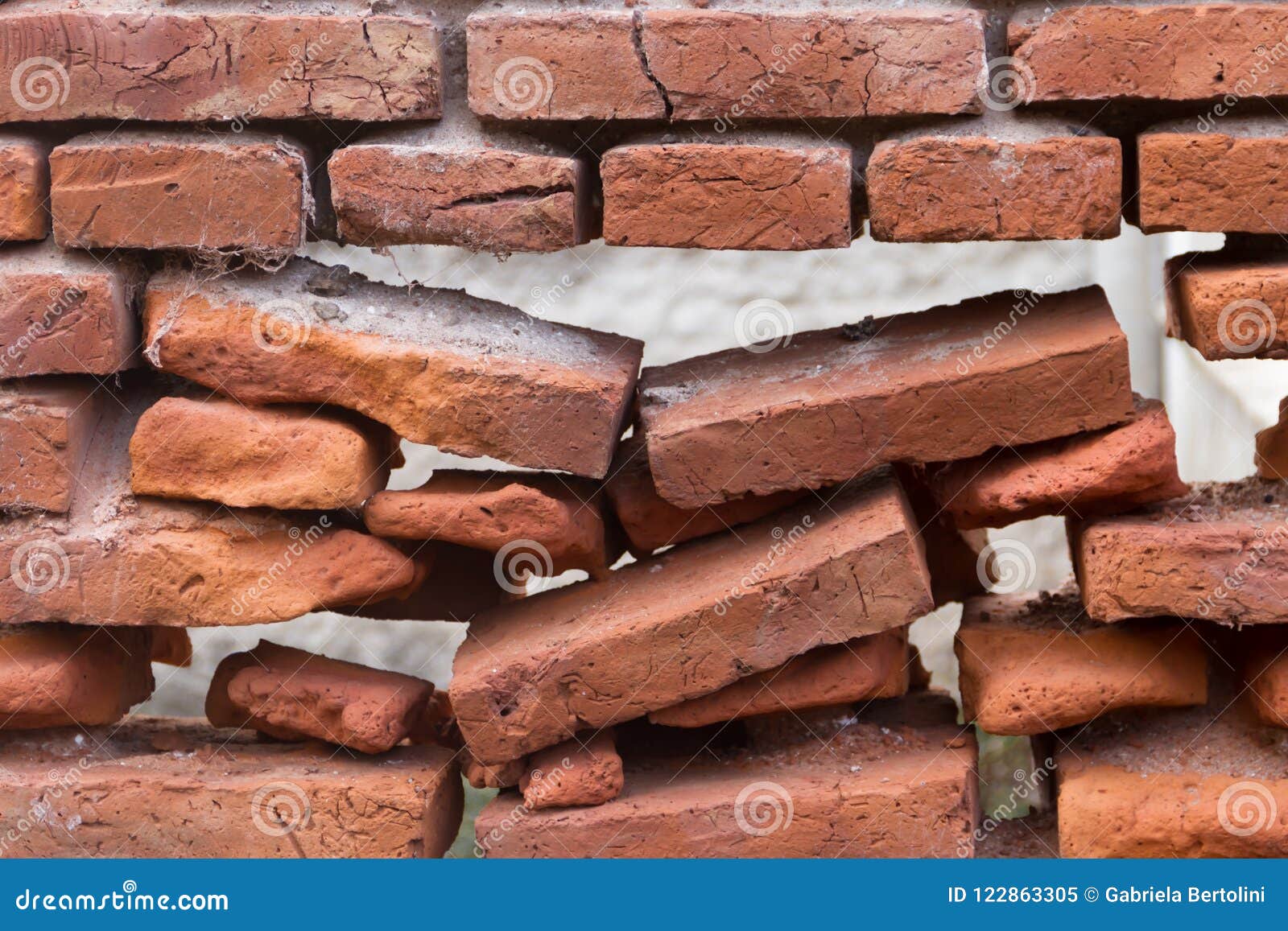 Bricks of the Old Collapsed Wall Stock Image - Image of macro, debris ...