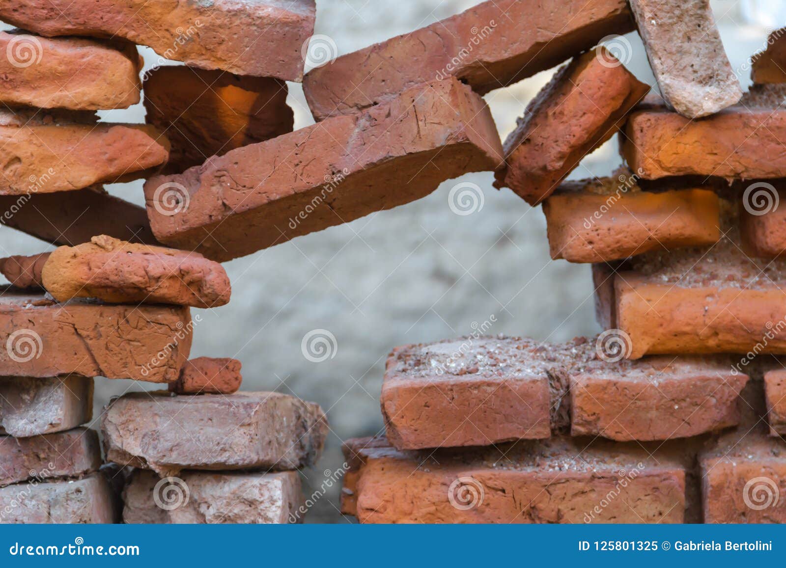 Bricks that Crumble and Leave a Hole in the Wall Stock Image - Image of ...