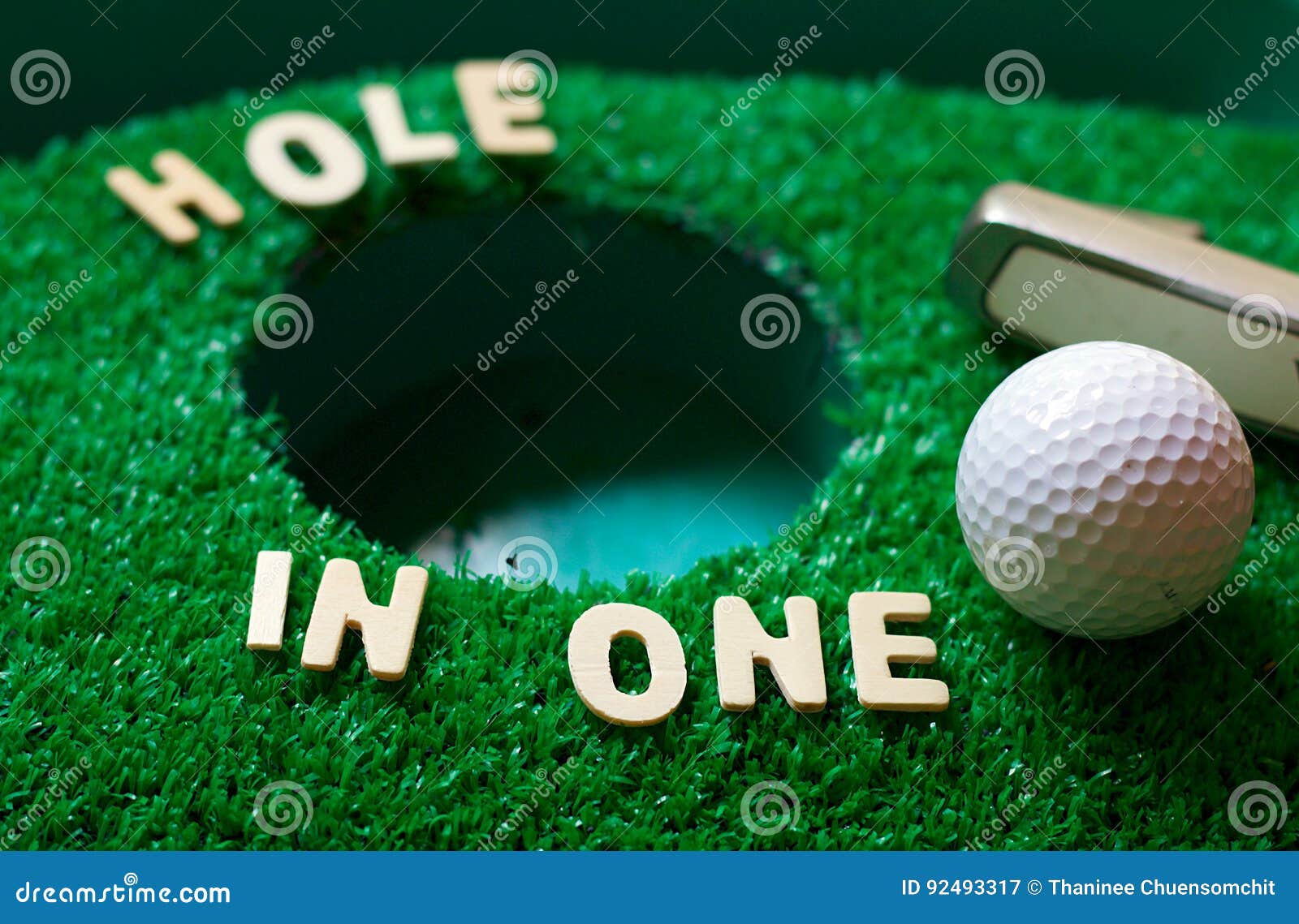 Hole in one golf stock image. Image of lawn, round, golfball - 92493317