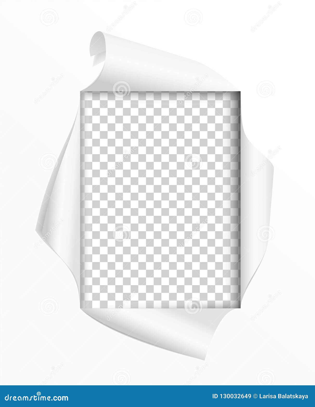 Hole in Paper Isolated on White Background. Square Frame. Vector Stock ...