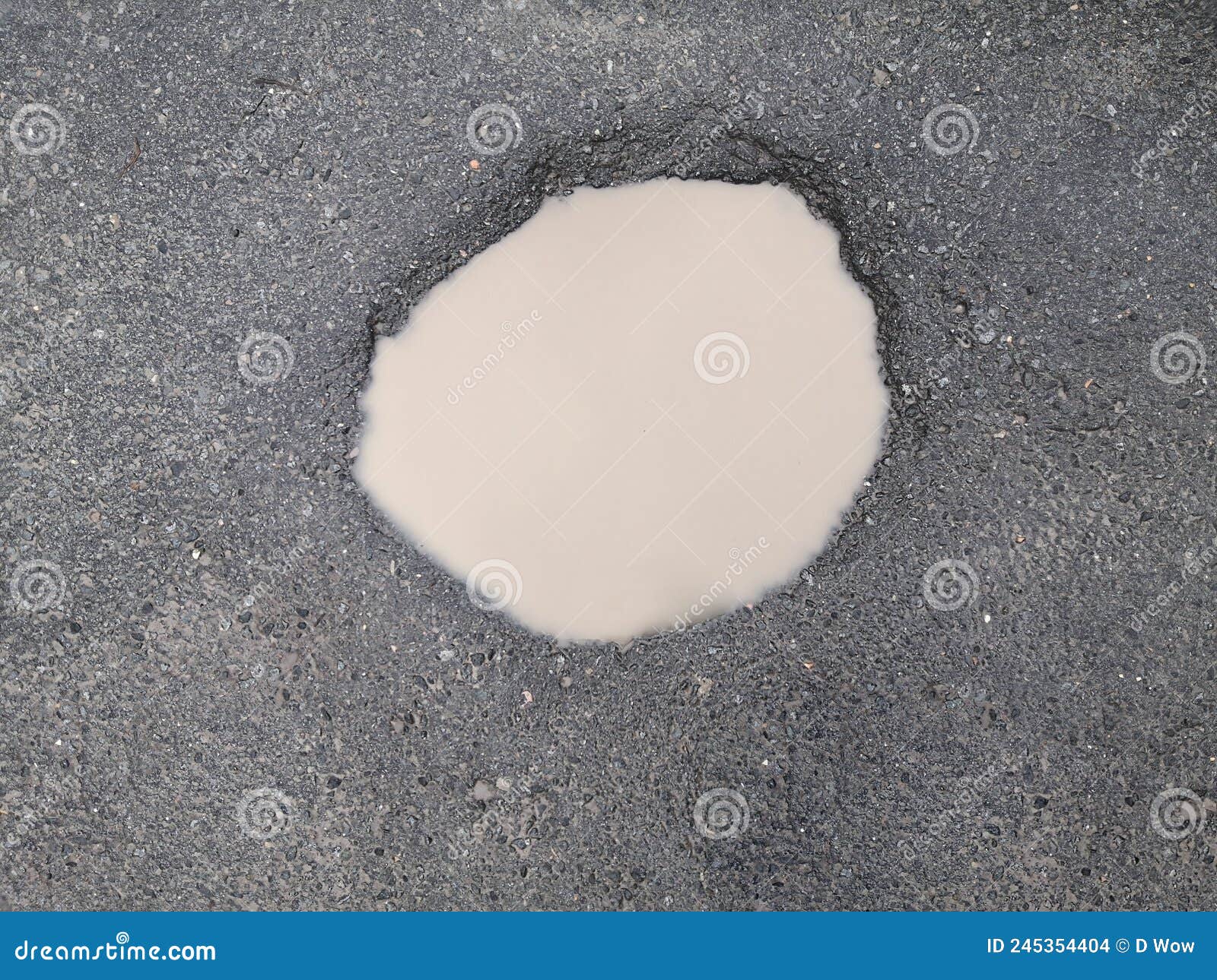 Hole and Puddle on Bad Broken Road. Destroyed Road with Puddle. Bad ...