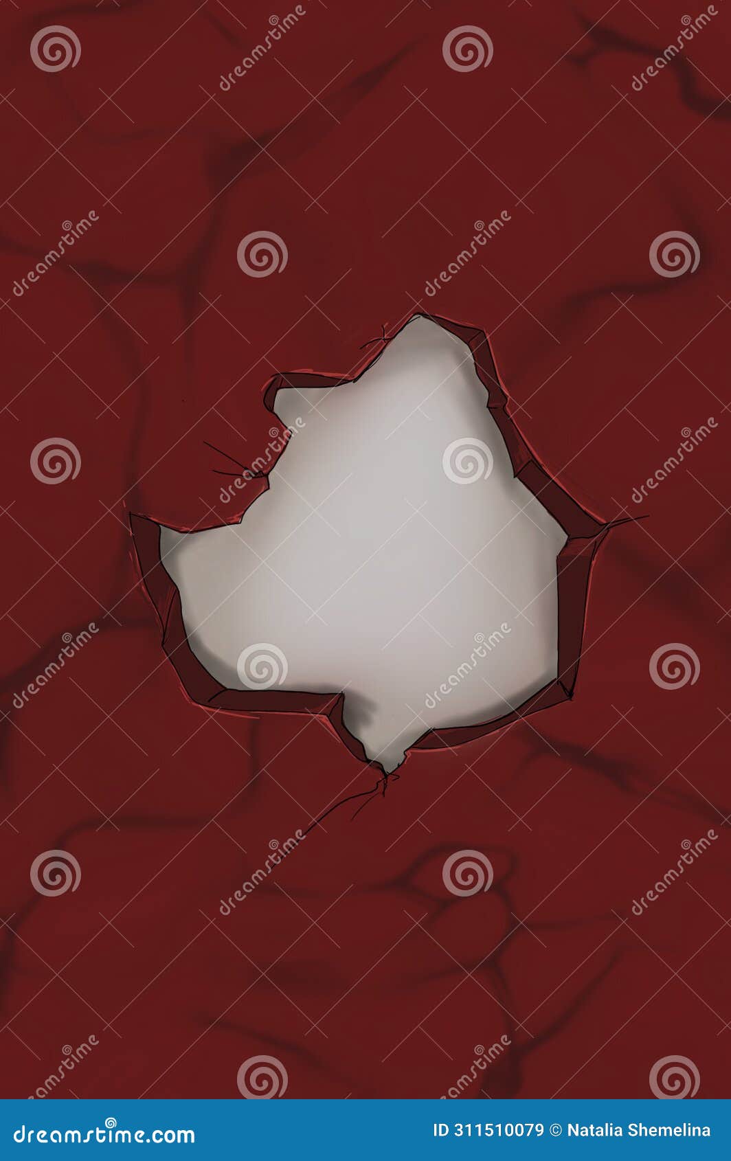 Hole in Red Background, Broken, Hole through Stock Illustration ...