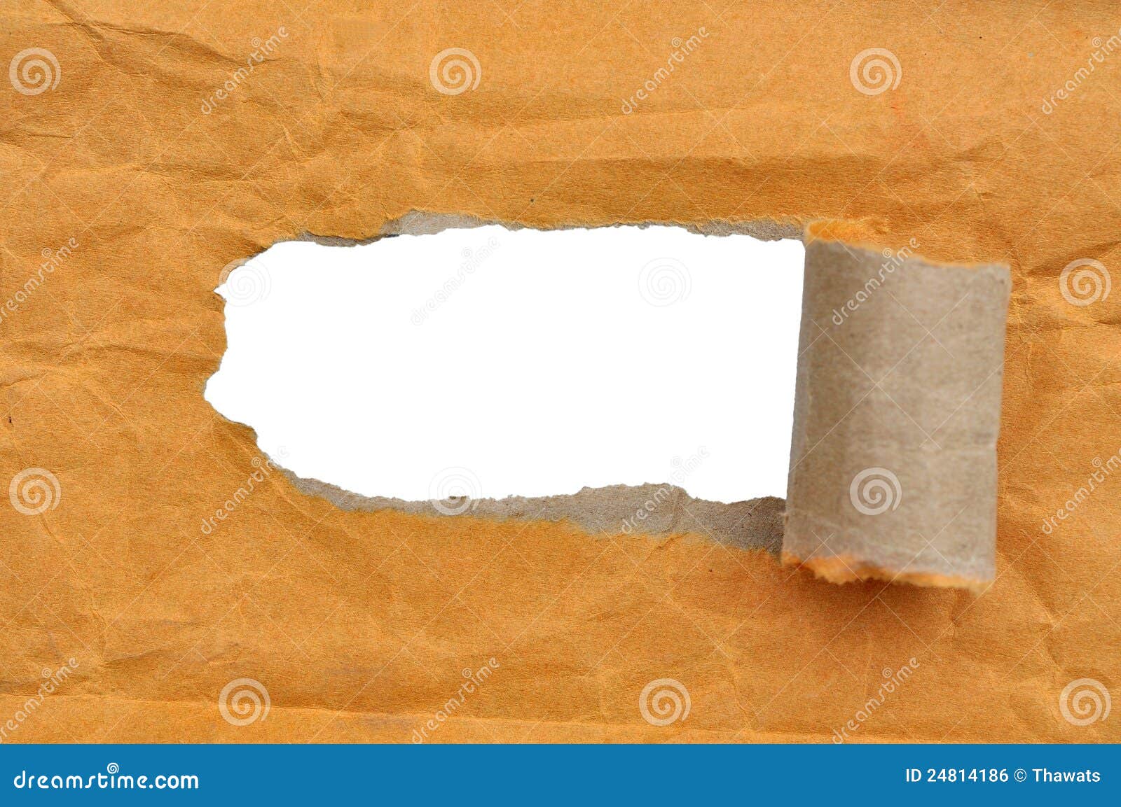 Hole ripped in brown paper stock photo. Image of closeup - 24814186