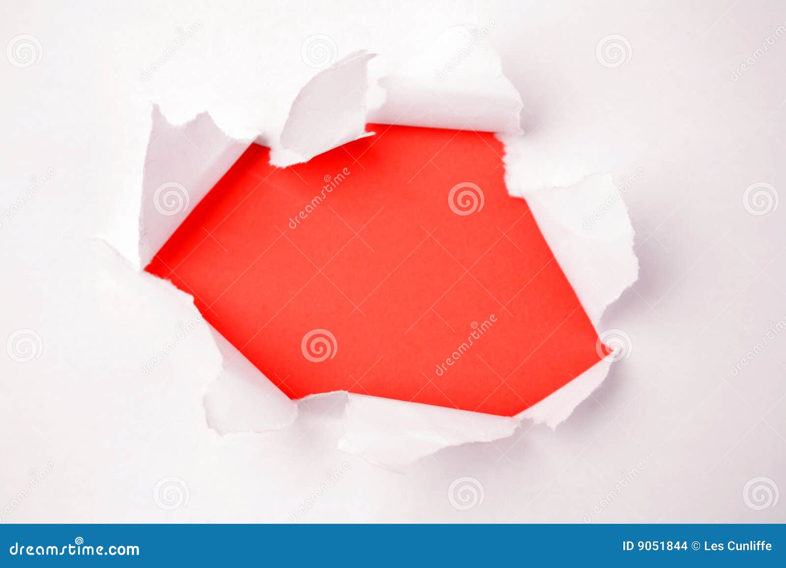 Hole ripped in paper stock photo. Image of studio, space - 9051844