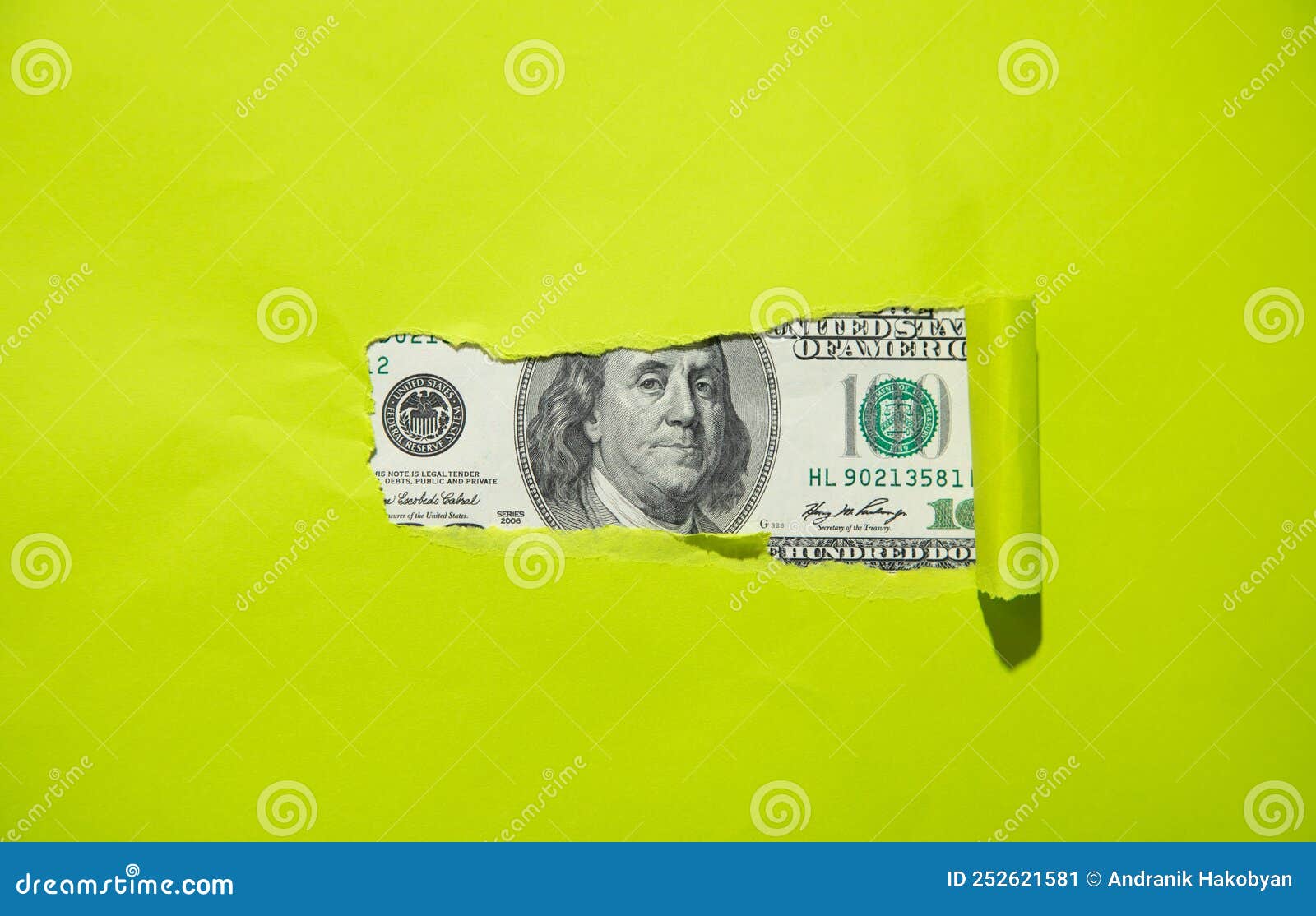 Hole Ripped in Paper with a Dollar Stock Image - Image of tear ...