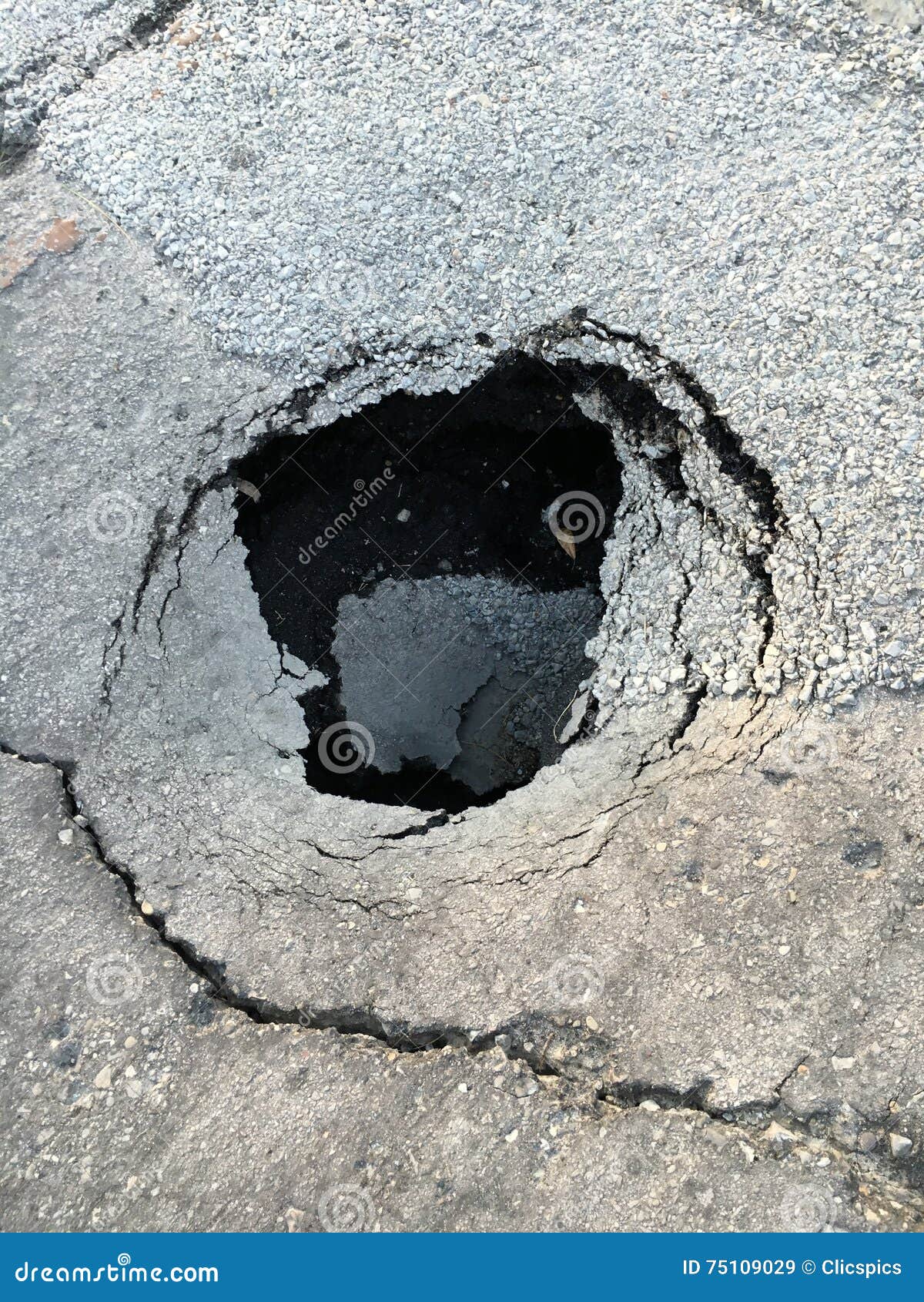 A Hole in the Road stock image. Image of gray, cracked - 75109029