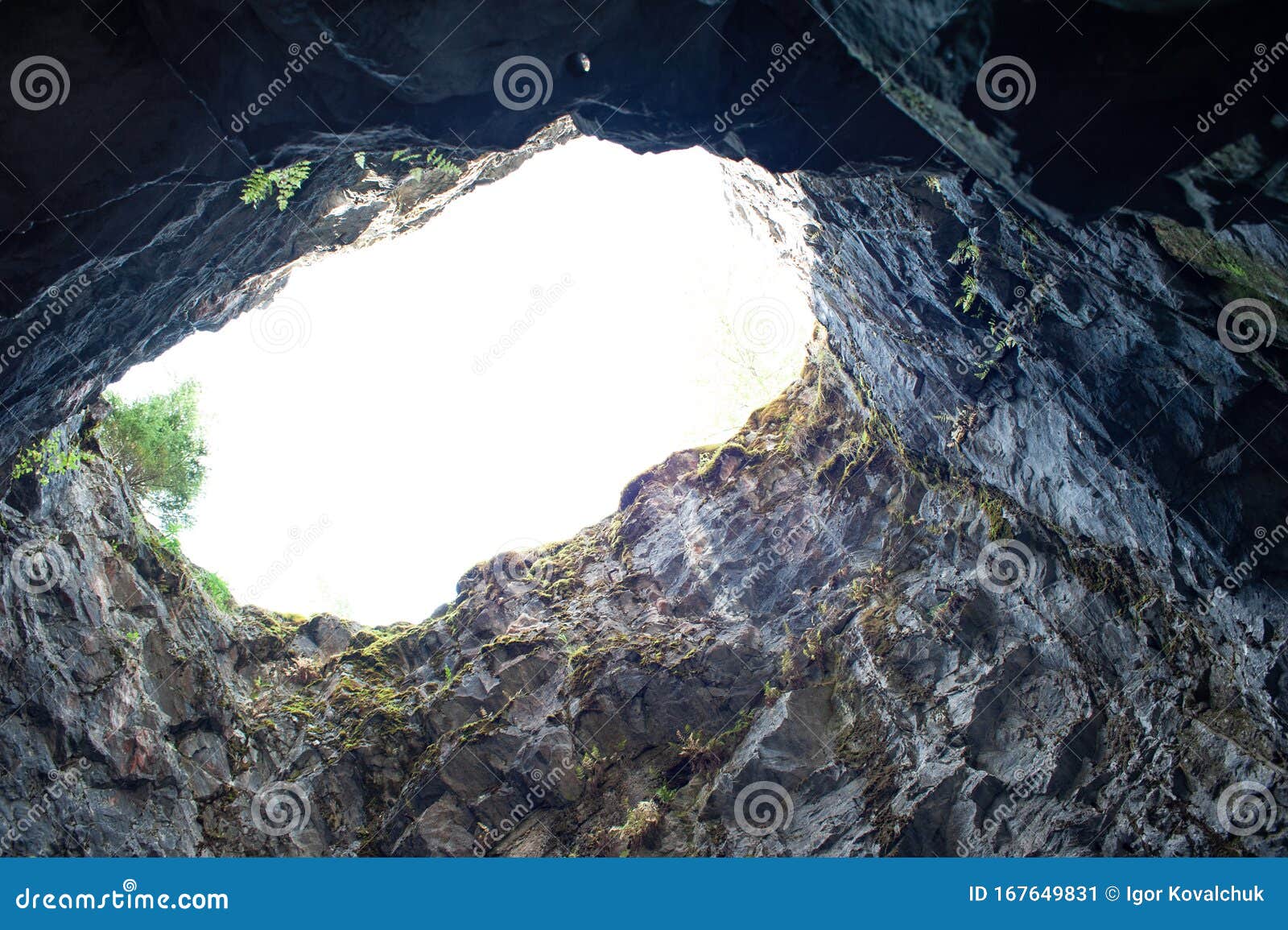 Hole in the Rocky Cave Inside Stock Image - Image of rock, adventure ...