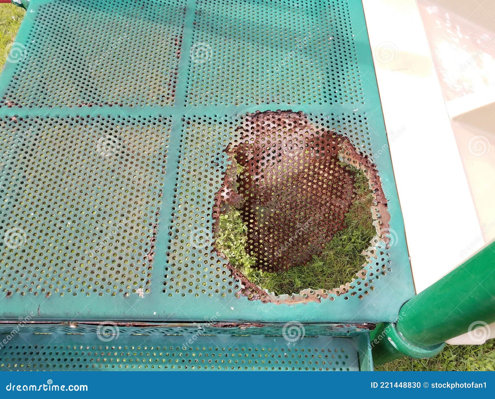 Hole in Rusted Metal on Broken Playground Structure Stock Photo - Image ...