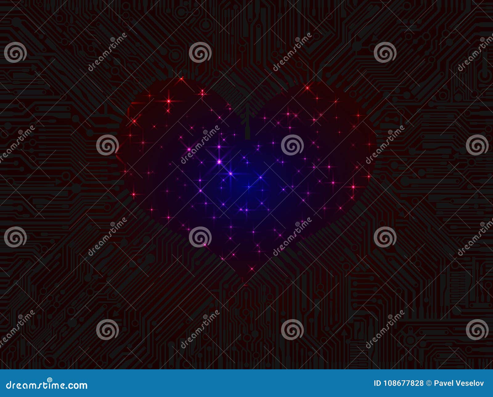 Translucent Glowing Computer Circuit Board with a Hole in the Sh Stock ...