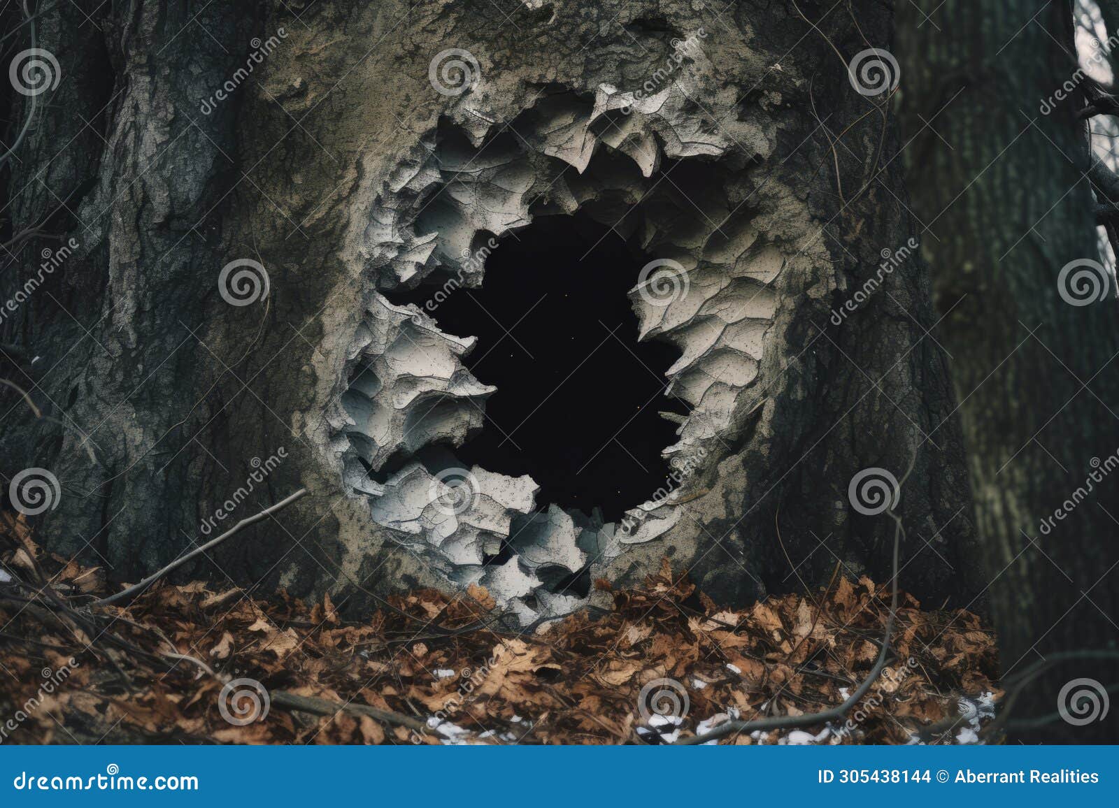 A Hole in the Side of a Tree in the Woods Stock Illustration ...