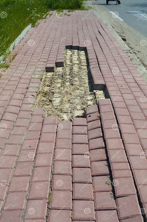 Hole in the sidewalk stock photo. Image of sidewalk, danger - 19609444