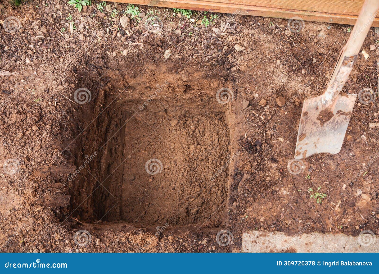 Hole in a Soil, Prepared for Planting or Construction, Pit in a Ground ...