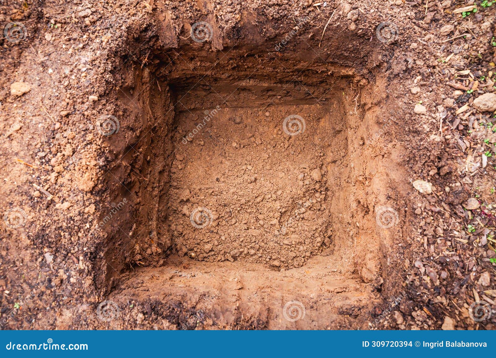 Hole in a Soil, Prepared for Planting or Construction, Pit in a Ground ...