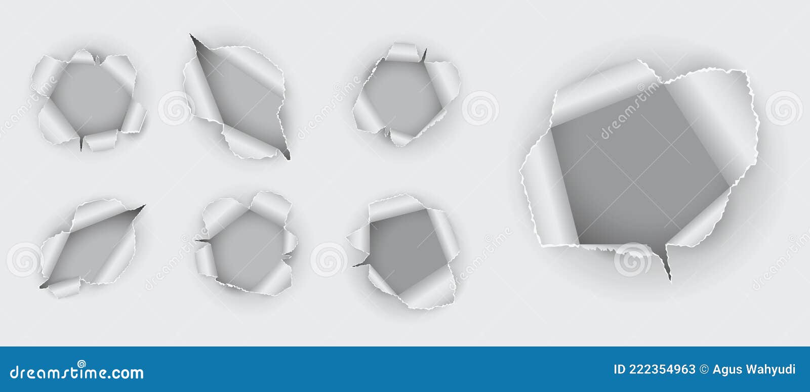 Set of Realistic Hole Torn in the Paper Isolated or Various Holes Torn ...