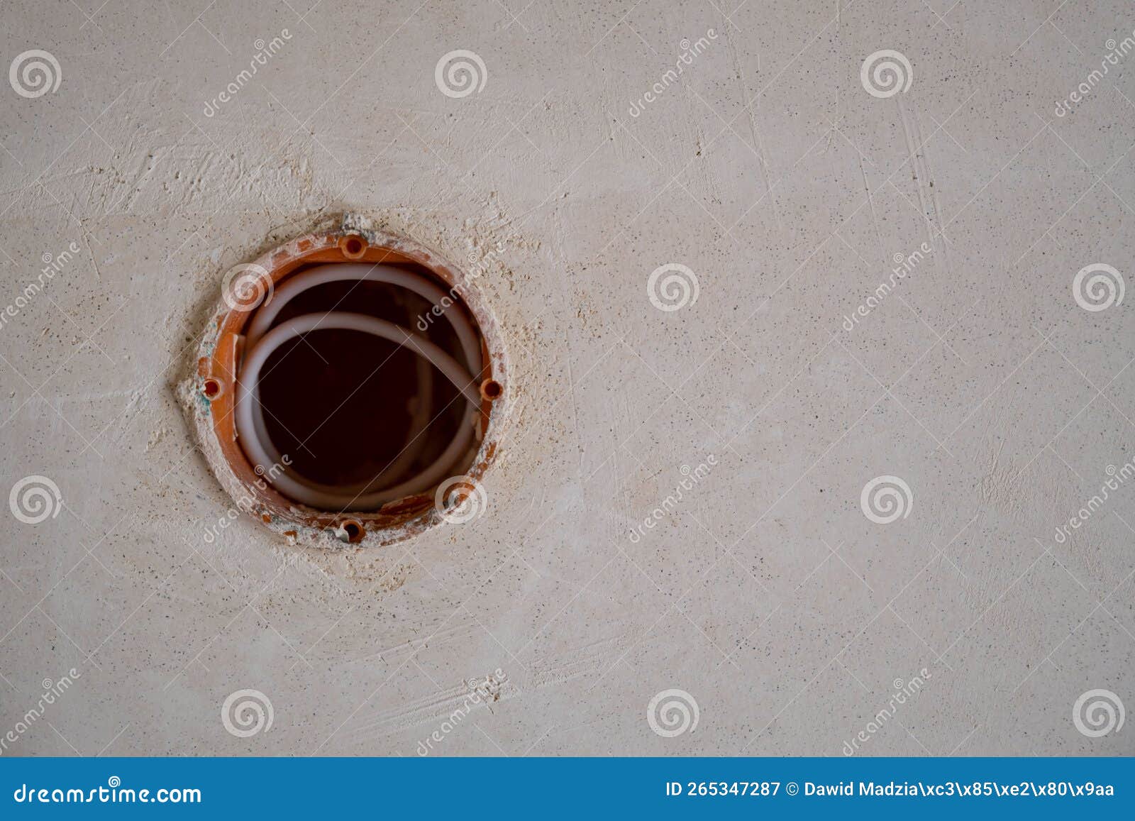 Hole in Wall for an Electricity Socket Stock Image - Image of safety ...