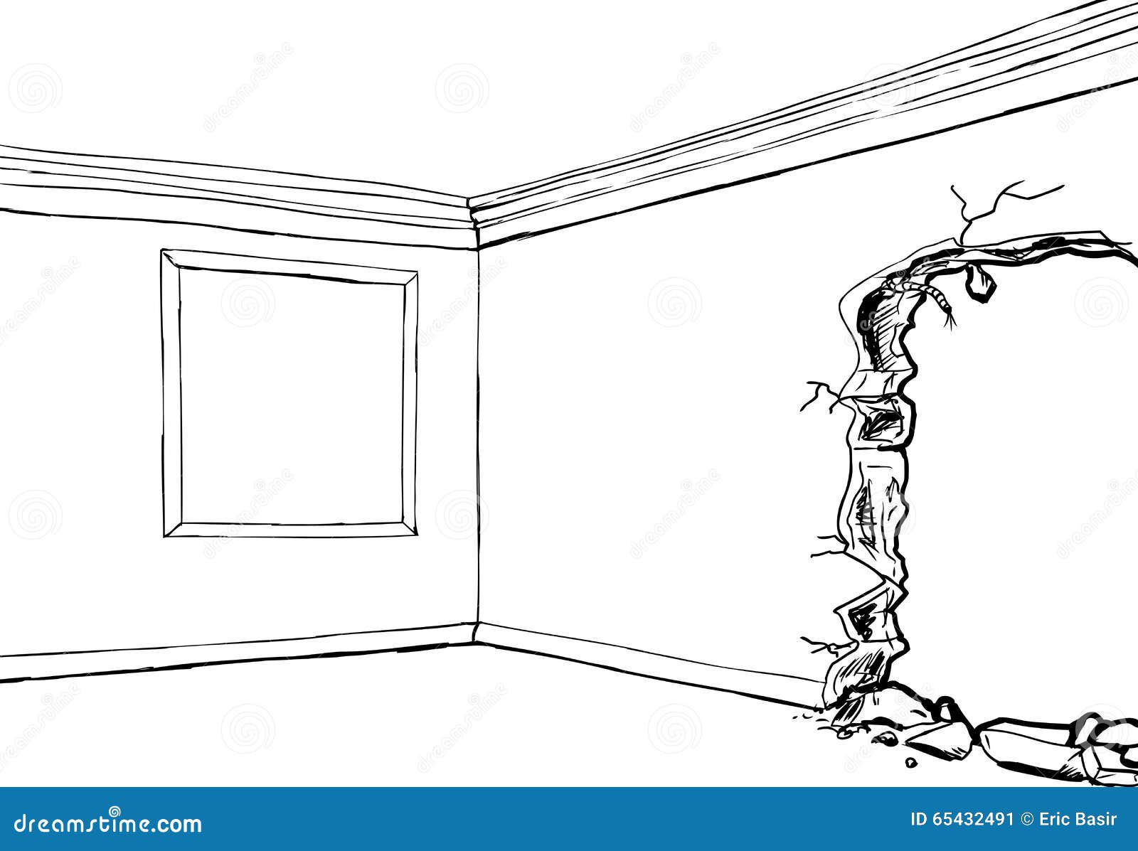 Hole in Wall with Frame Outline Stock Illustration - Illustration of ...