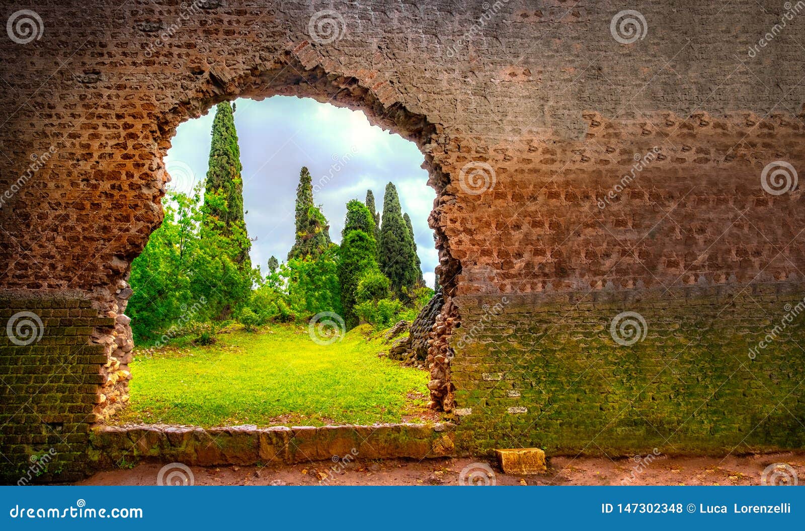 Hole in Wall Garden Eden Gate Horizontal Background Broken Stock Photo ...
