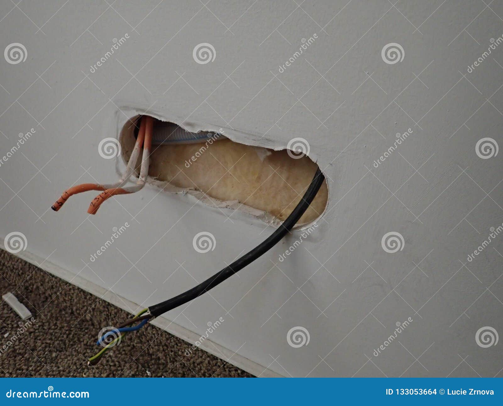 Hole in a Wall Prepared for an Electrical Socket Stock Photo - Image of ...