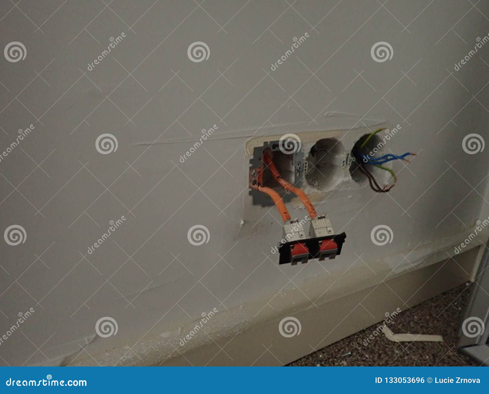 Hole in a Wall Prepared for an Electrical Socket Stock Photo - Image of ...