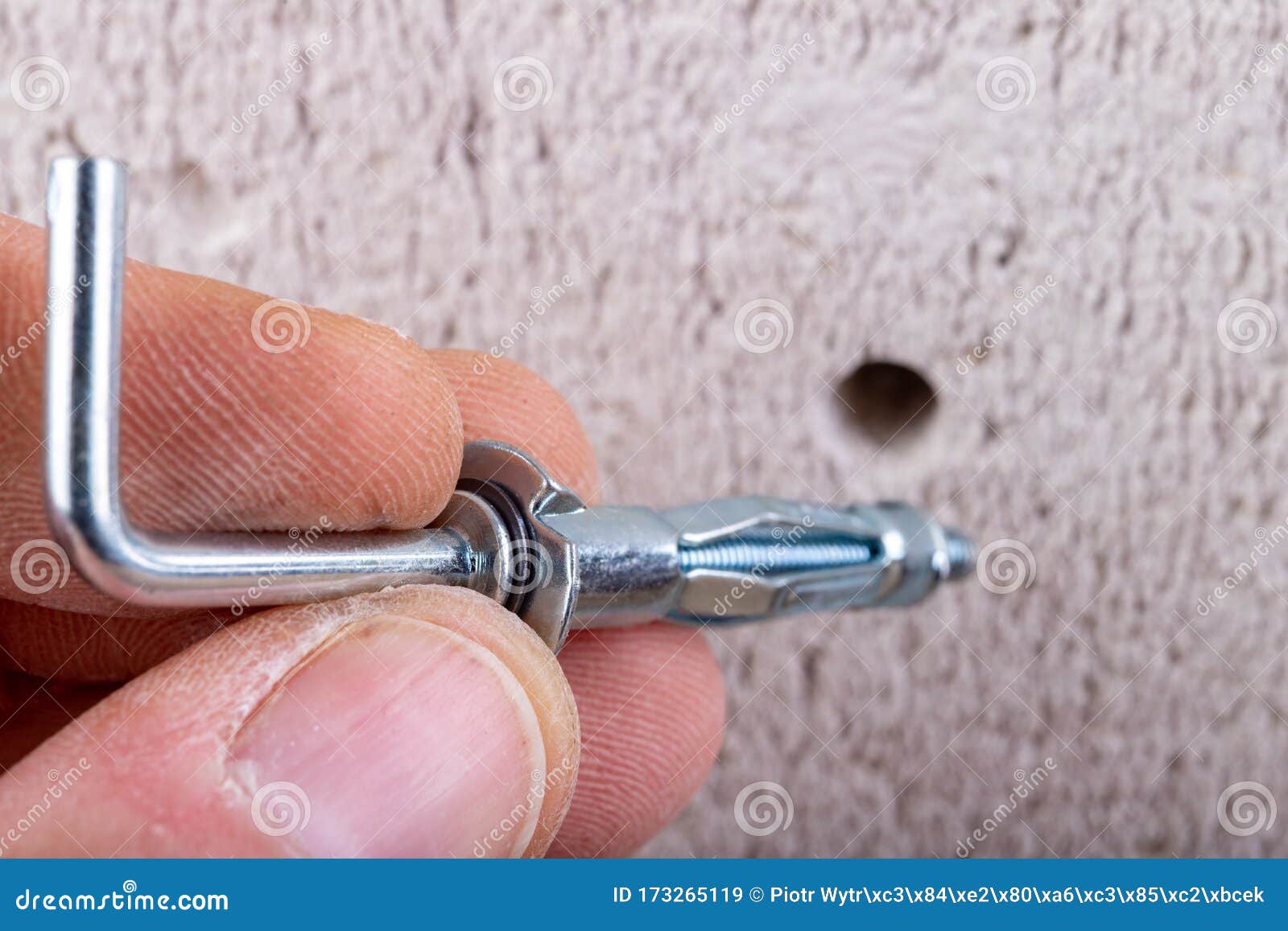 Hole in the Wall, and Dowel for Fixing in Concrete. Wall Mounting ...