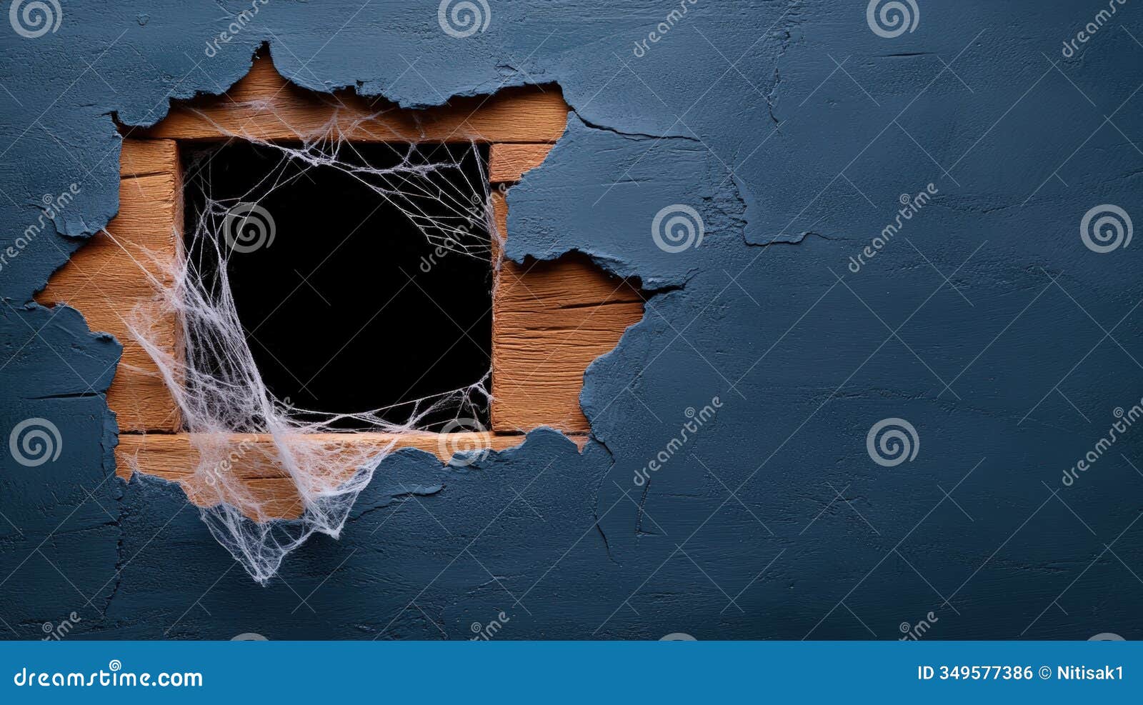 Hole in Wall with Spider Web Dark Background Showcasing Neglect and ...