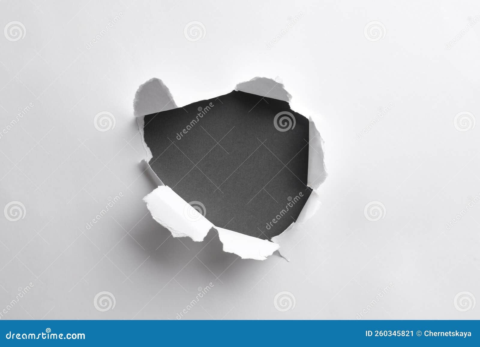 Hole in White Paper on Black Background Stock Image - Image of blank ...