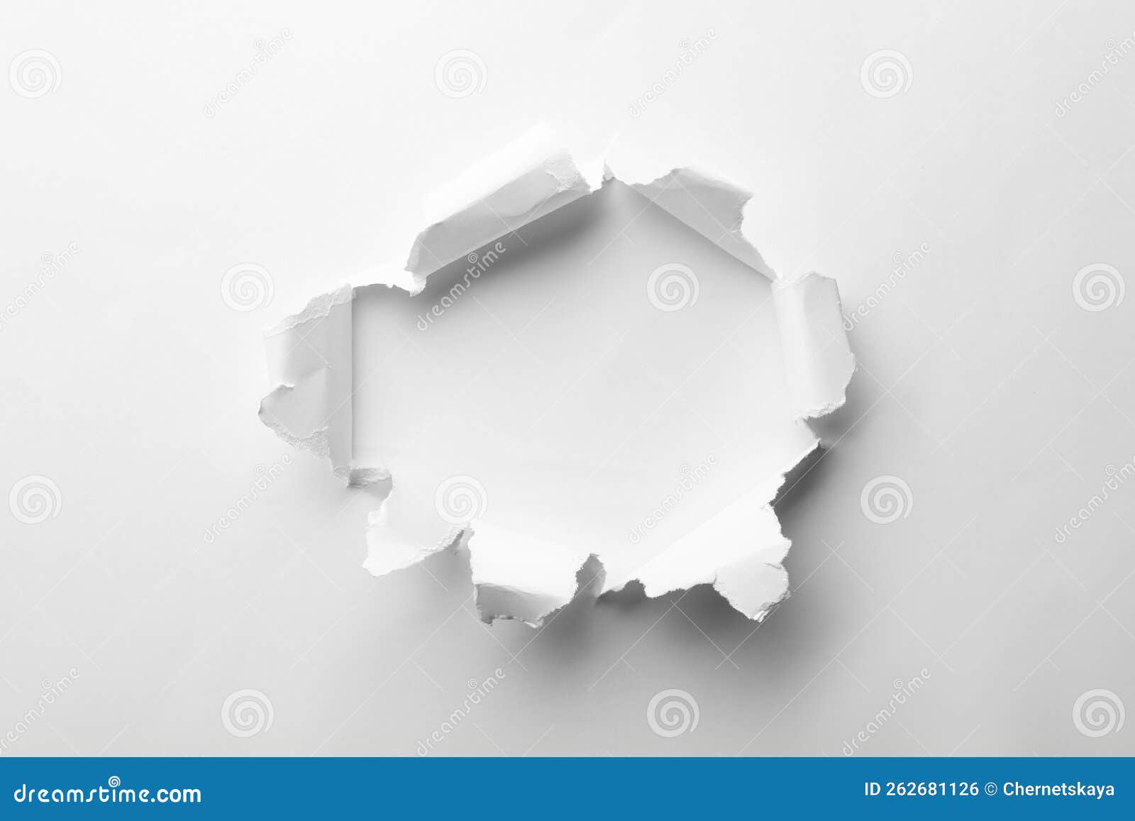 Hole in White Paper on Light Background Stock Photo - Image of packing ...