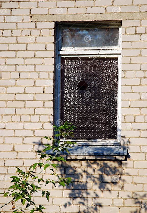 Hole in the window stock image. Image of scabrous, brick - 43495127