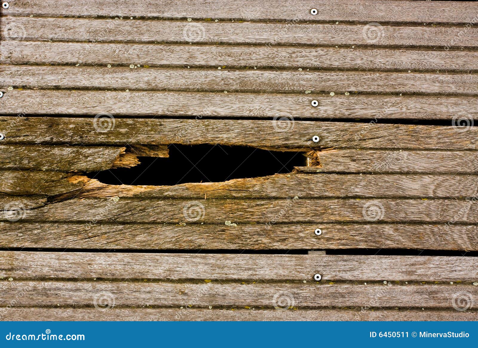 Hole in the wooden boards stock image. Image of building - 6450511