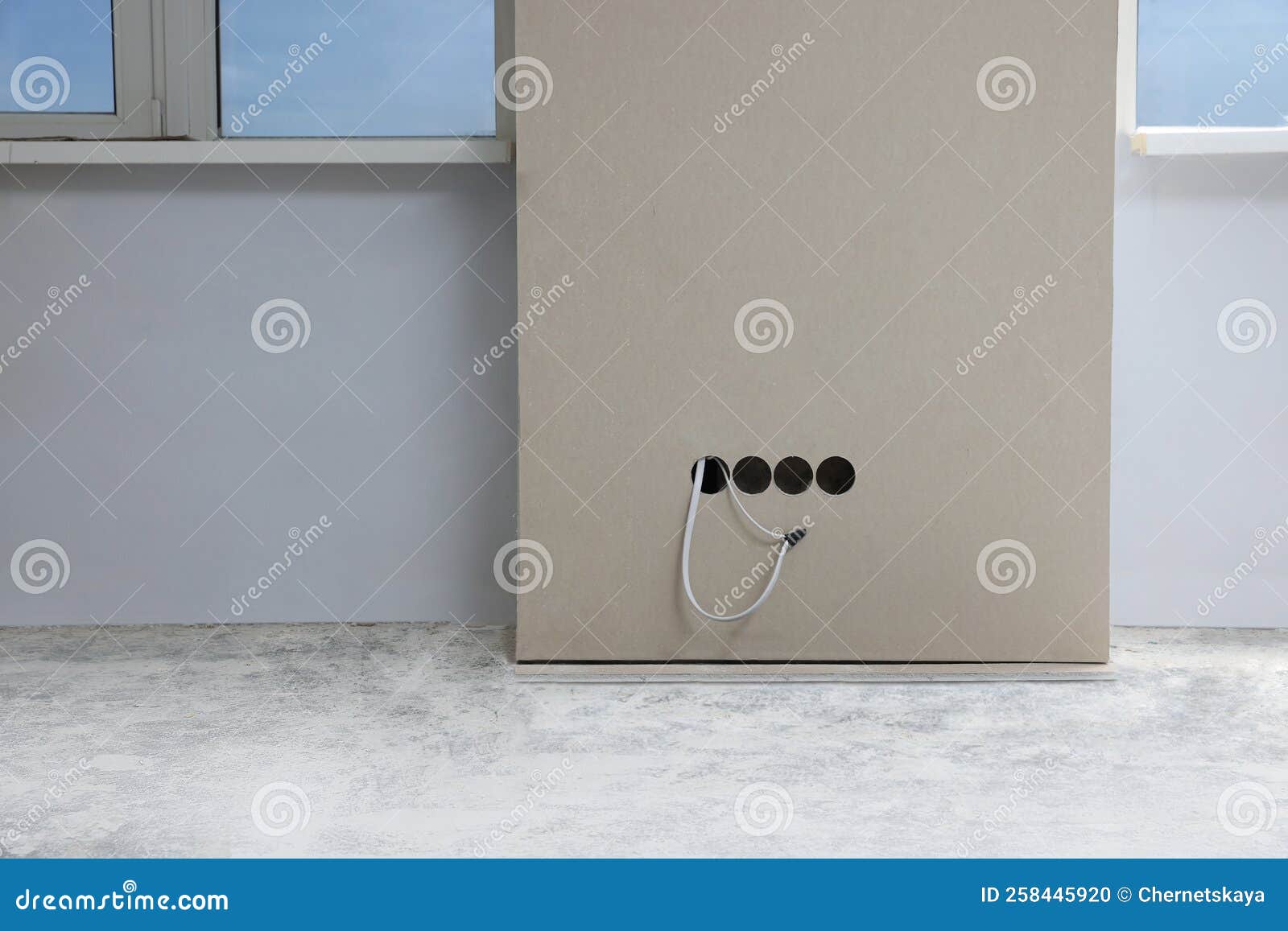 Holes for Socket in Wall Preparing To Renovation Stock Photo - Image of ...
