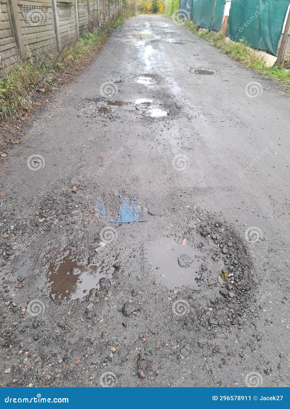 Holey non-asphalt road stock image. Image of walkway - 296578911