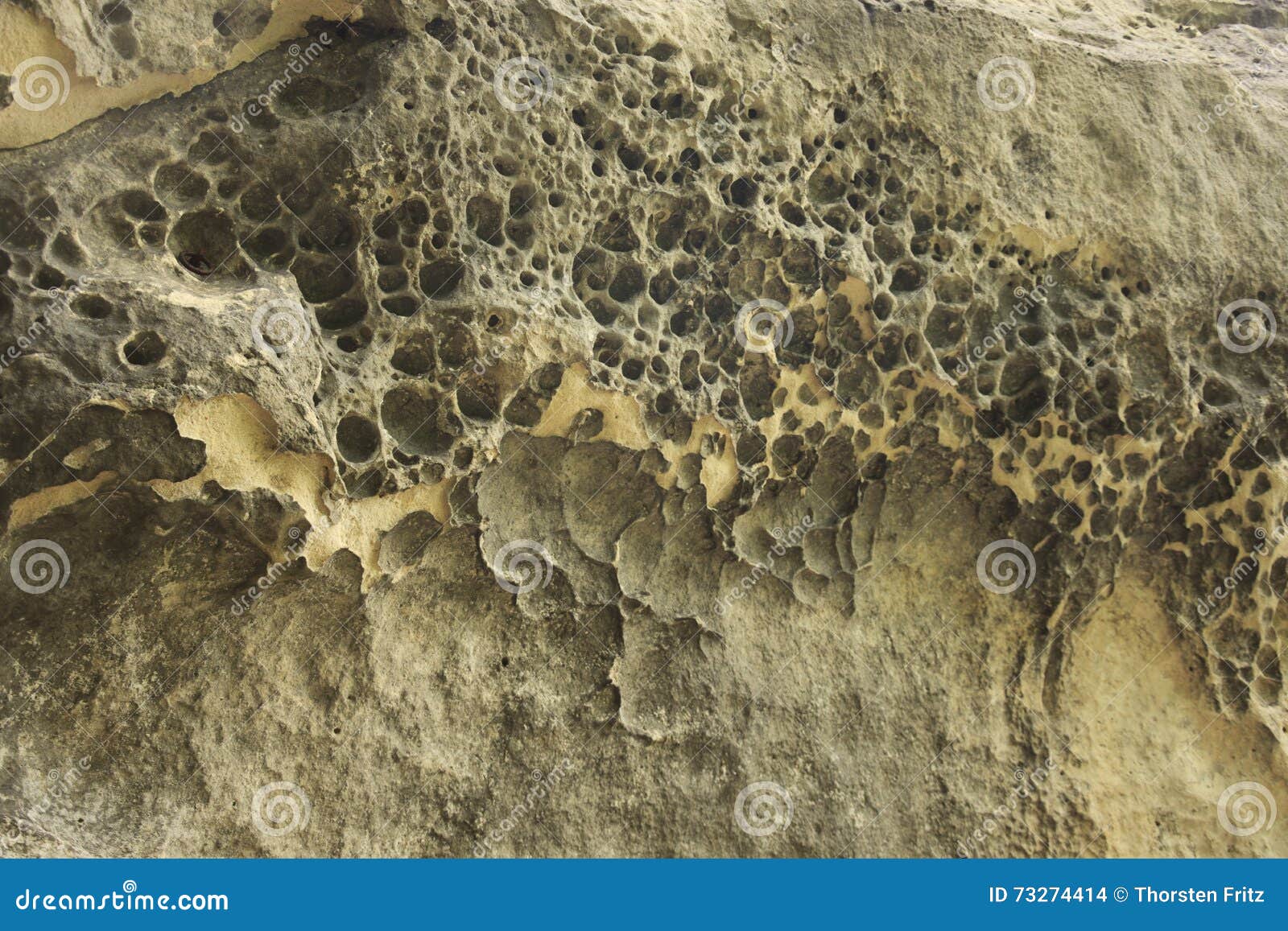 Holey Rock Face Made of Sandstone Stock Photo - Image of erosion ...