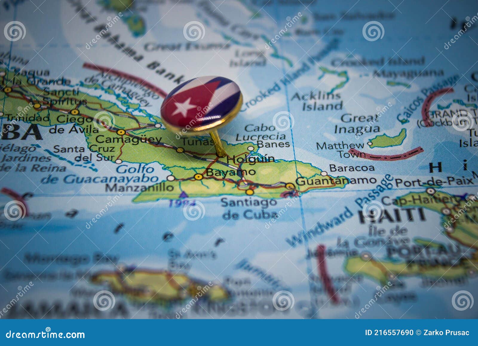 Holguin Pinned on a Map with Flag of Cuba Stock Photo - Image of europe ...