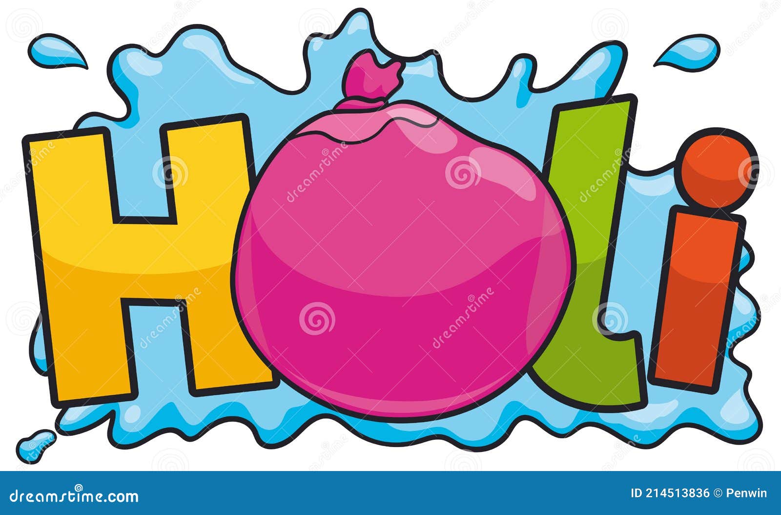 Festive Balloon with Water Splash for Holi Festival, Vector ...
