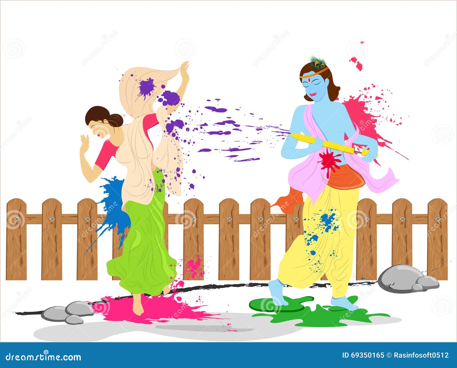 Illustration Of Bal Krishna,Radha And Yeshodha Maa.Lord Bal Krishna ...