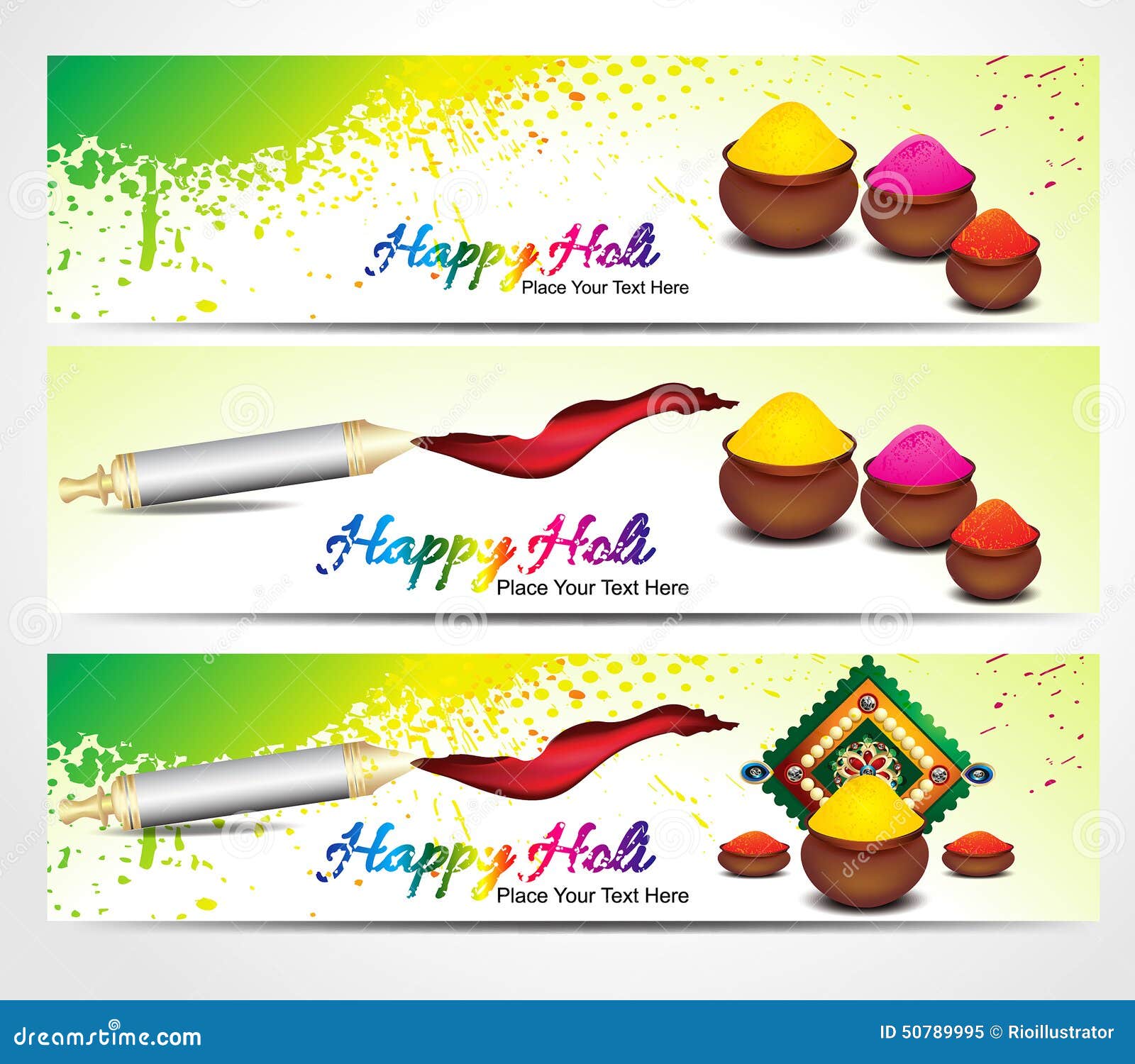 Holi Banner Or Poster Design With Colorful Brush Stroke Effect For ...