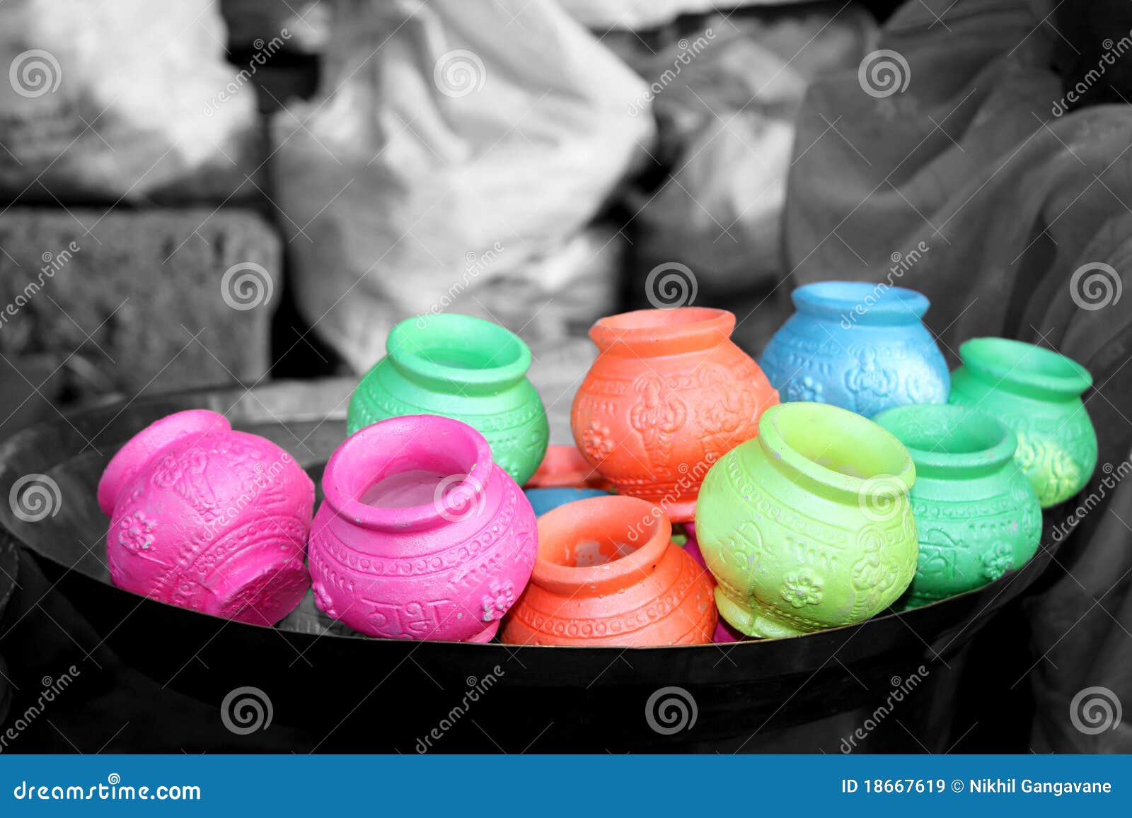 Holi Clay Pots stock image. Image of still, traditional - 18667619