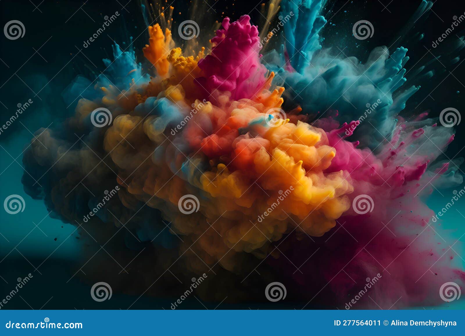 Holi Color Explosion, Generative AI 2 Stock Illustration - Illustration ...