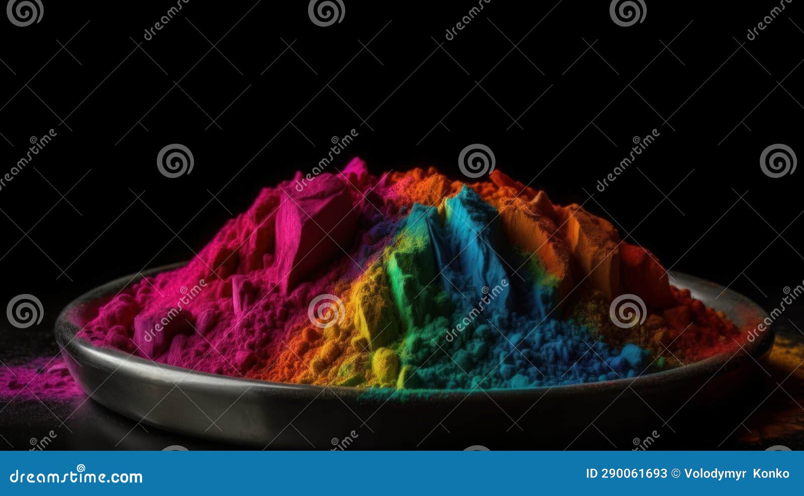 Holi Colour Explosion in a Bowl on a Dark Background. Generative Ai ...