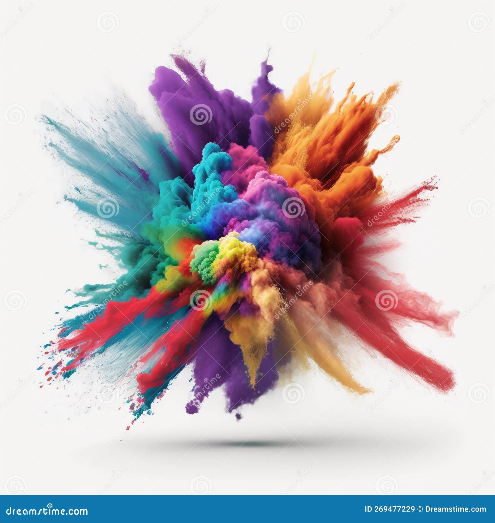 Holi Colour Explosion on a White Background. Generative AI Stock ...