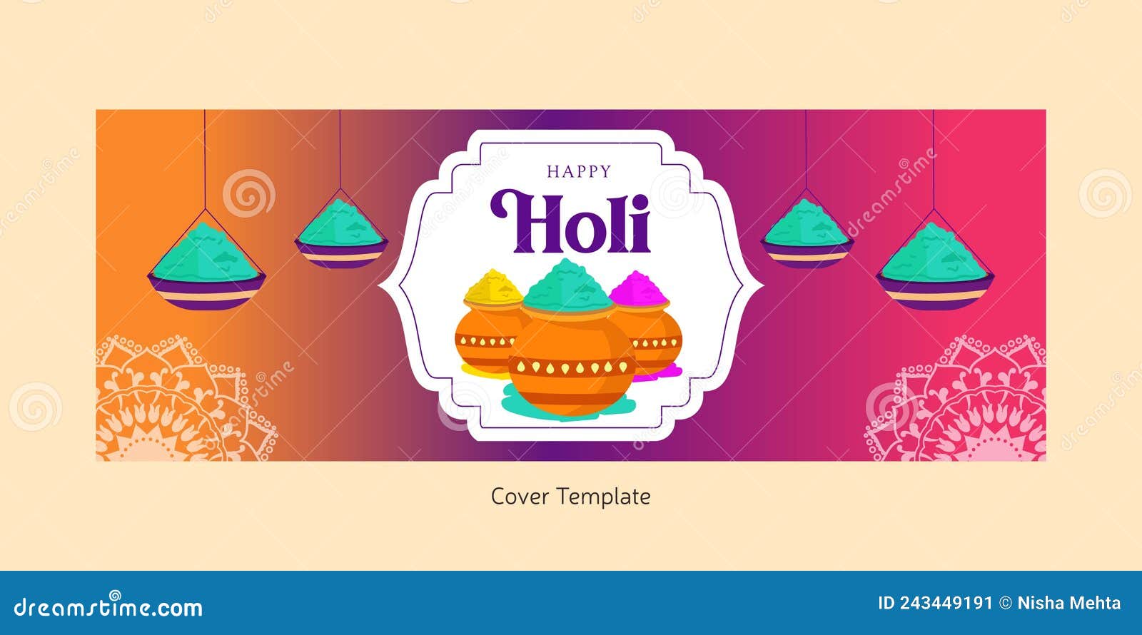 Happy Holi Cover Page Design Stock Vector - Illustration of poster ...