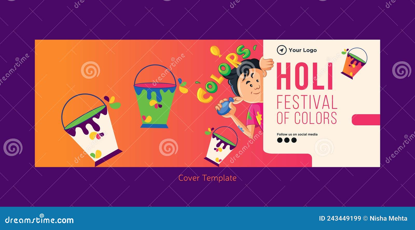 Happy Holi Cover Page Design Stock Vector - Illustration of people ...