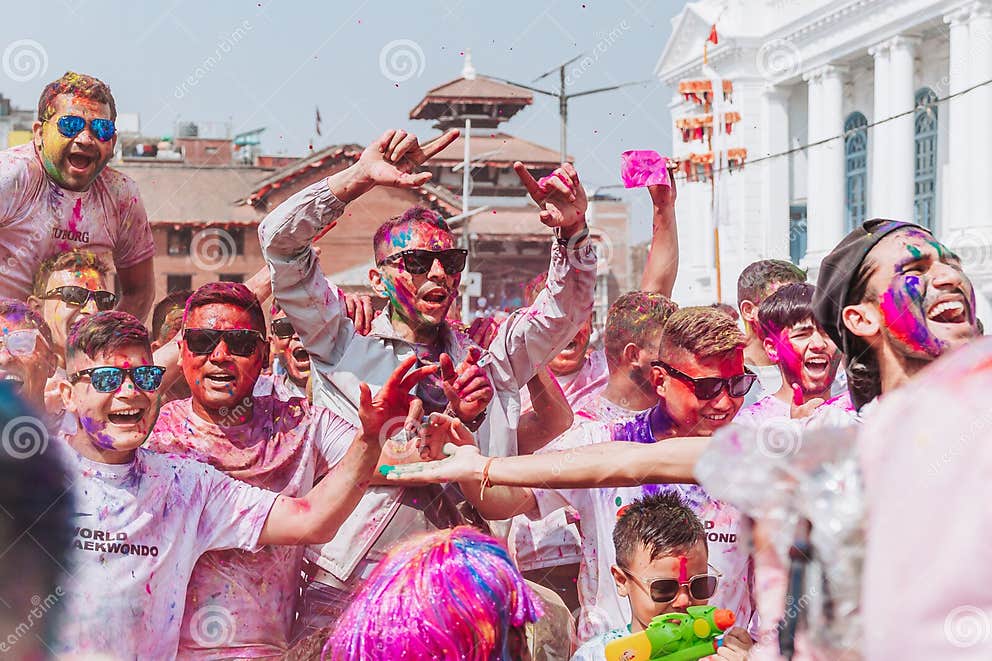 Holi Festival Happy Holi Celebration In Nepal Editorial Photo Image