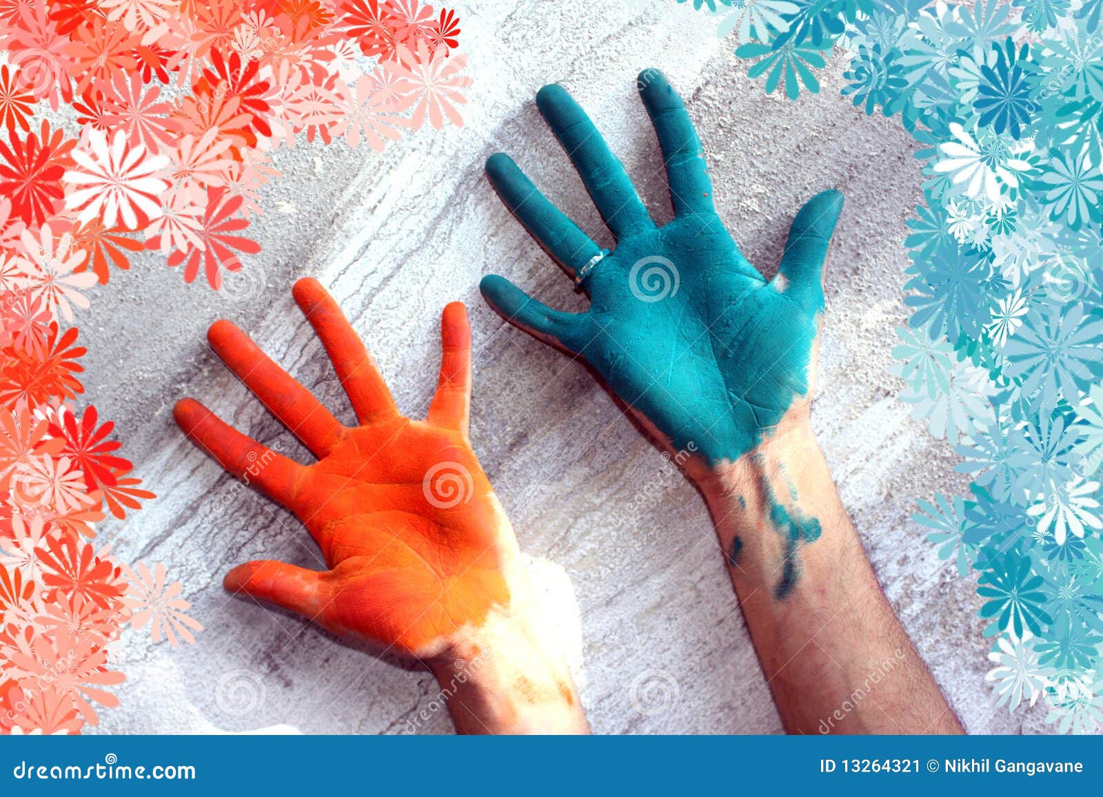 Holi Hands stock image. Image of colors, colourful, flowers - 13264321
