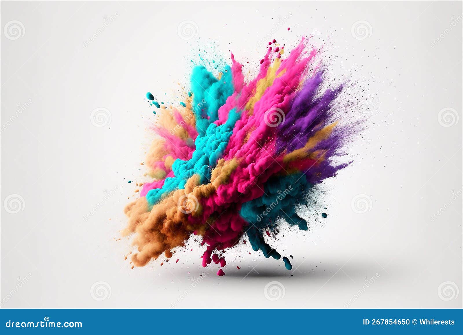 Holi Paint Rainbow Powder Explosion Concept Isolated on White ...