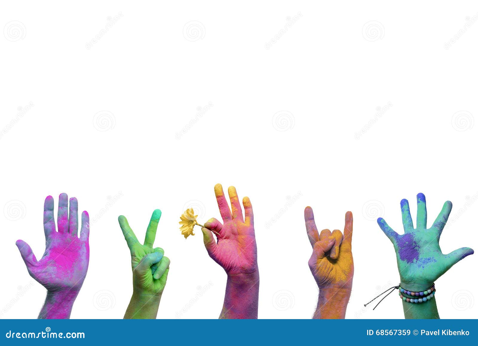 Holi painted hands stock image. Image of india, covered - 68567359