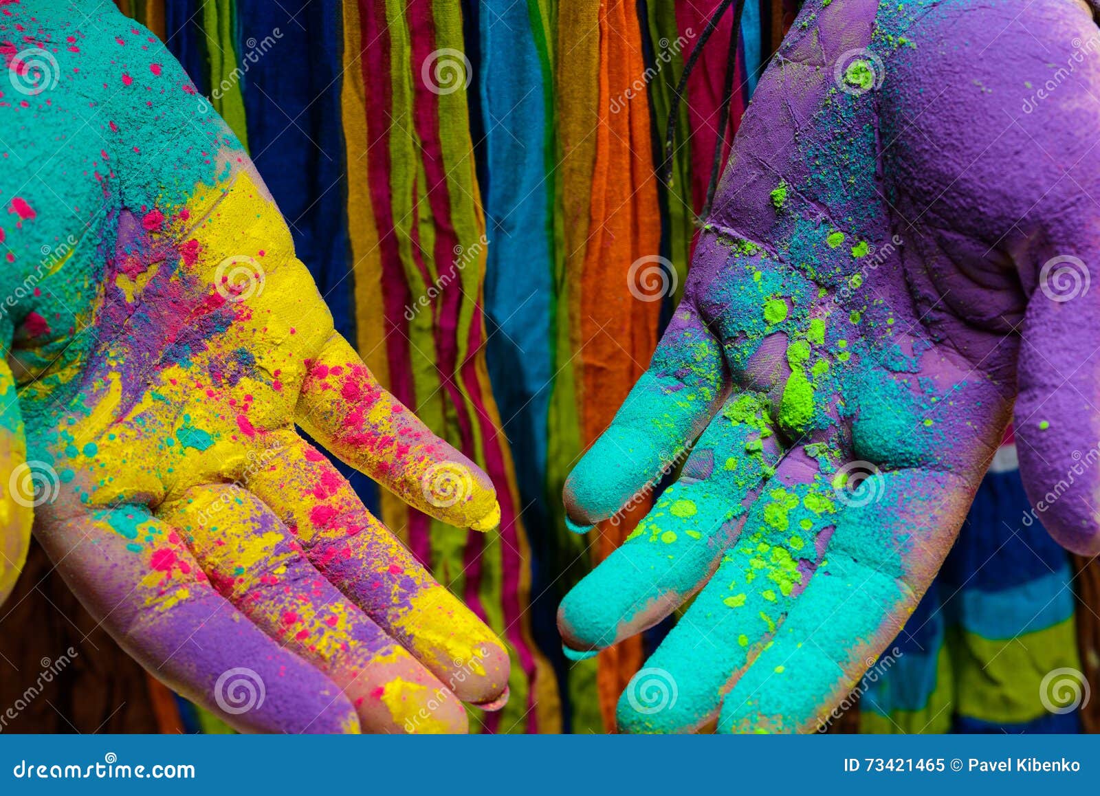 Holi painted hands stock image. Image of holi, holy, gulal - 73421465