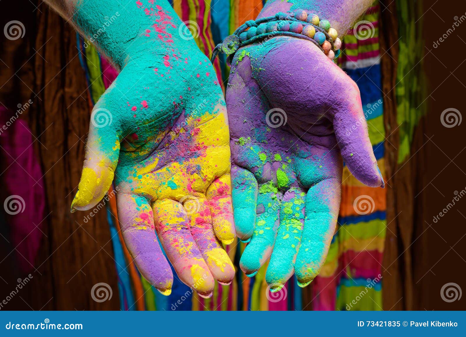 Holi painted hands stock image. Image of covered, ethnicity - 73421835