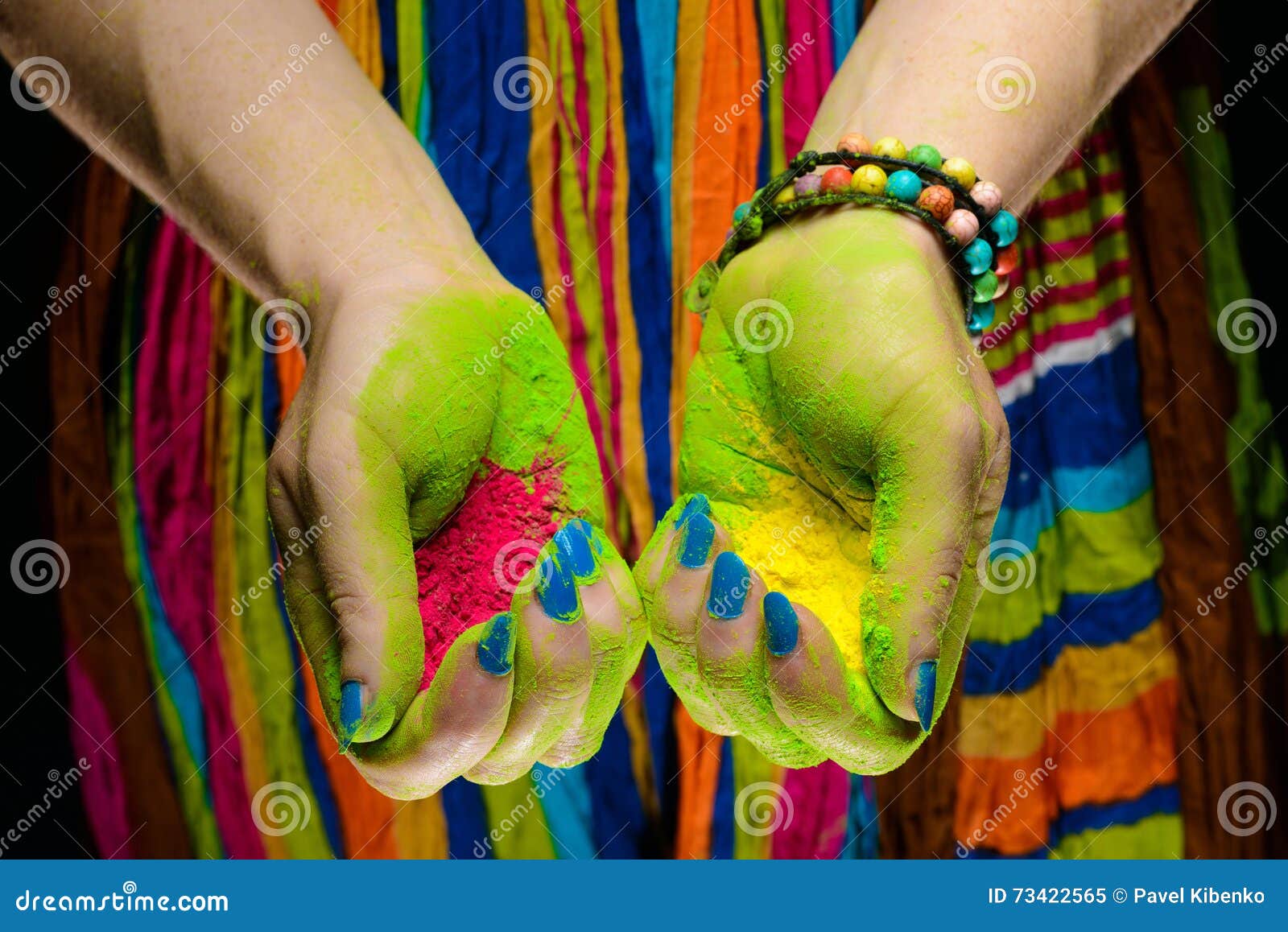 Holi painted hands stock image. Image of color, culture - 73422565