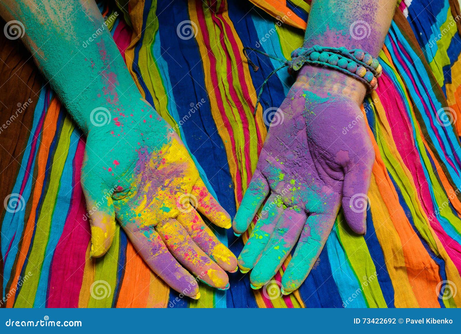 Holi painted hands stock photo. Image of holy, gulaal - 73422692